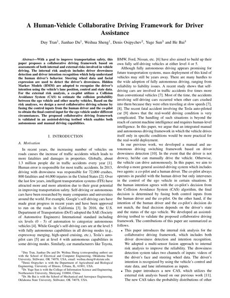Pdf A Human Vehicle Collaborative Driving Framework For Driver Assistance