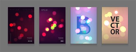 스톡 벡터 일러스트 레이 션 컬러 커버 세트 Bokeh 밤에 시의 조명입니다 미래 지향적인 디자인 포스터입니다 플 래 카드 배너 전단지 프레 젠 테이 션 및 보고서에 대 한