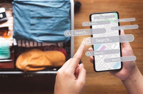 hands holding a smartphone displaying multiple search bars over a