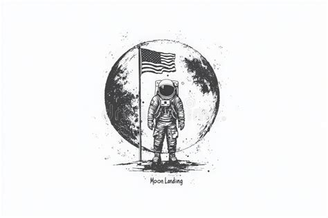 Astronaut Stands On The Moon Holding The Flag Against A Backdrop Of The