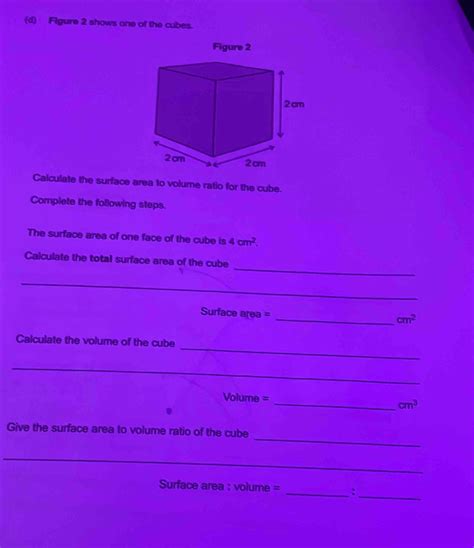 Solved Figure 2 Shows One Of The Cubes Calculate The Surface Area To
