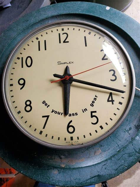 Vintage Simplex Electric School Clock With Humorous Phrase On Face