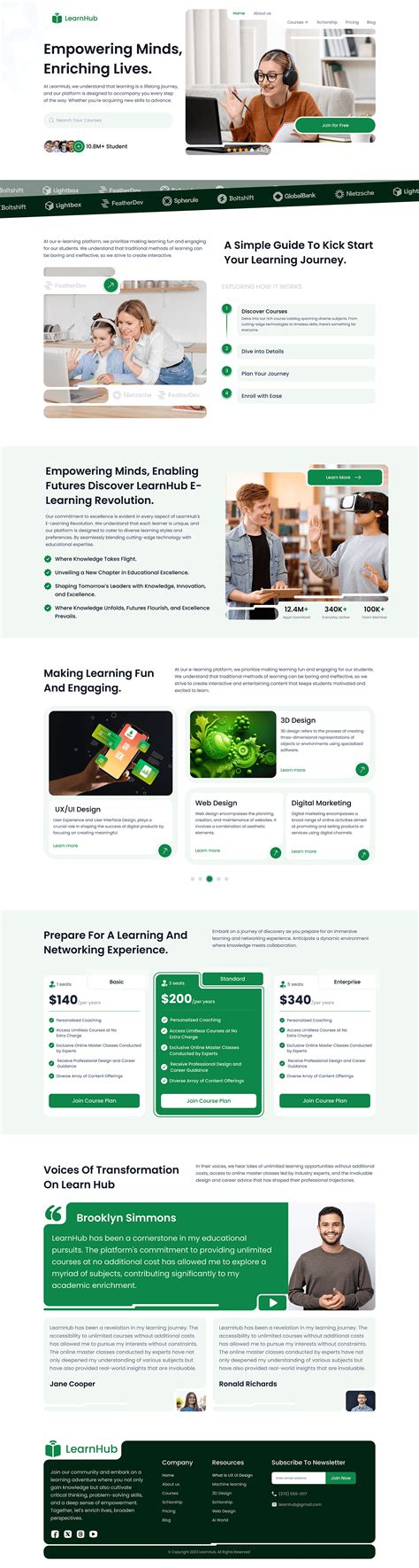 Learnhub Online Edtech Website Ui Design Behance