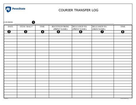 Transfer Log Printable