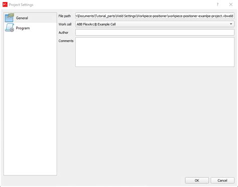 project settings — verbotics manual