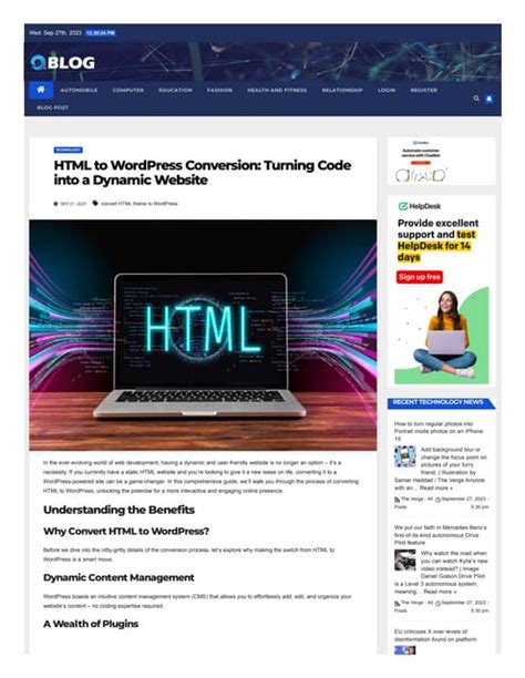 Html To Wordpress Conversion Turning Code Into A Dynamic Website Pdf