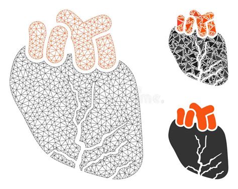Heart Cancer Vector Mesh Carcass Model And Triangle Mosaic Icon Stock Vector Illustration Of