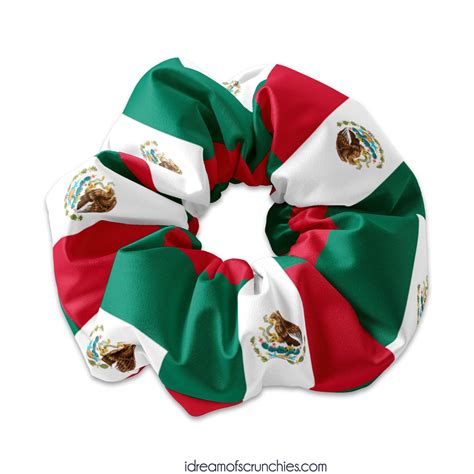 Mexican Flag Pattern Scrunchie Hair Tie Mexico Flag Hair Bow Ribbon