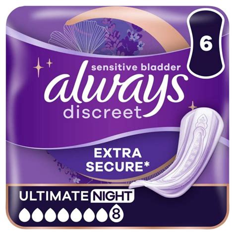 Always Discreet Ultimate Night Incontinence Pads X6 Maximum Overnight