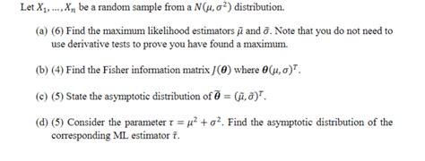 Solved Let X1 … Xn Be A Random Sample From A N μ σ2
