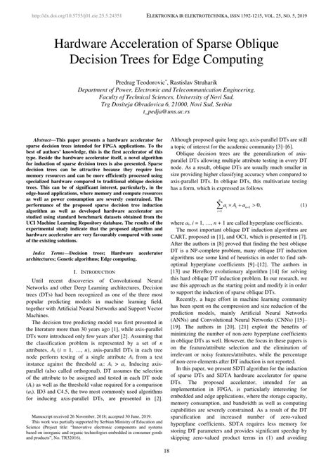 pdf hardware acceleration of sparse oblique decision trees for edge