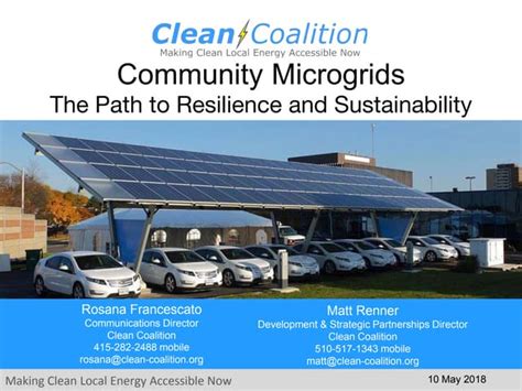 Community Microgrids The Path To Resilience And Sustainability 5 10 18 Ppt