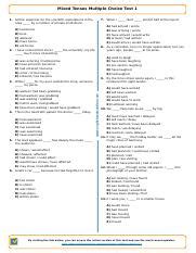 Mixed Tenses Multiple Choice Test Practice English Grammar Course Hero