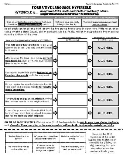 Figurative Language Hyperbole By Mike Creel Tpt