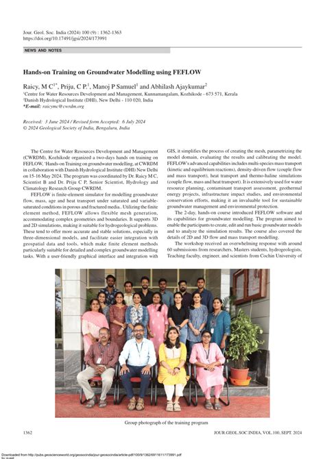 Pdf Hands On Training On Groundwater Modelling Using Feflow