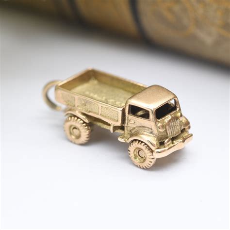 Vintage Georg Jensen 9ct Gold Dump Truck Charm Pendant 1950 With