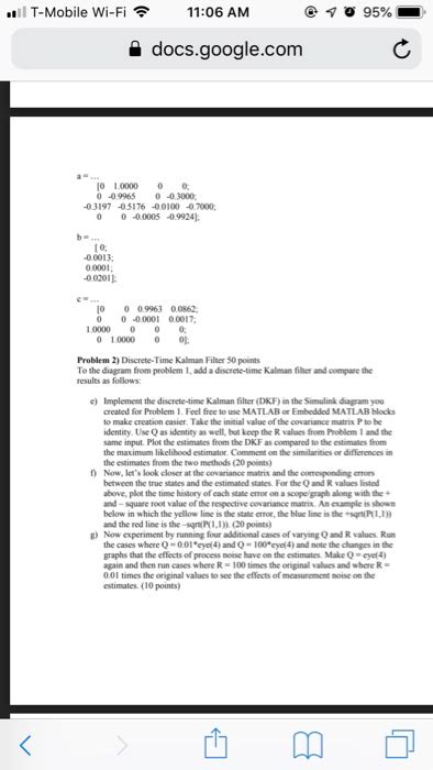 I Am Looking For The Solution For Problem 2 Kalman