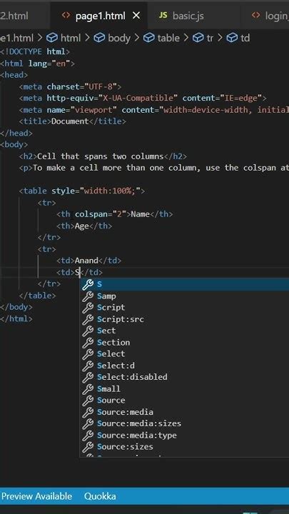 how to use html table colspan table colspan shorts html table