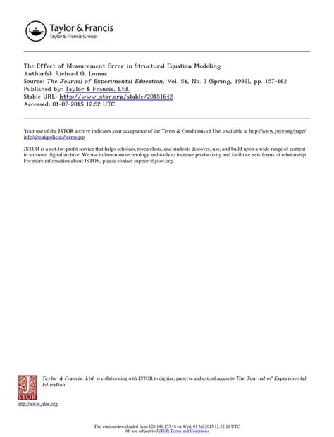 Pdf The Effect Of Measurement Error In Structural Equation Modeling