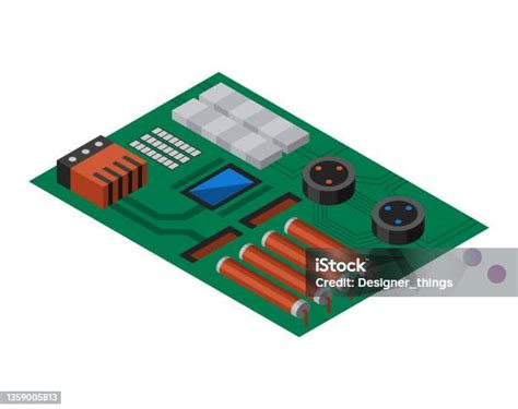 전자 부품이 있는 등등 측정 회로 기판 컴퓨터 칩 기술 프로세서 회로 및 컴퓨터 마더 보드 정보 시스템 기술 장비 장치 개념 Cpu에 대한 스톡 벡터 아트 및 기타 이미지