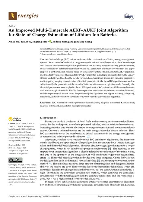 Pdf An Improved Multi Timescale Aekf Aukf Joint Algorithm For State