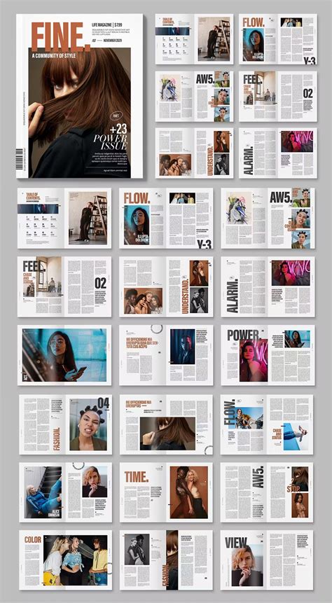 Modern Magazine Template Indesign Indd Magazine Layout Design Digital Magazine Design