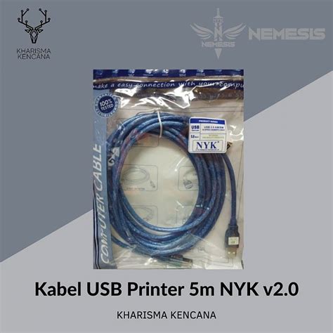 Kabel And Konektor Kabel Usb Printer 5m Nyk V20 • Kharisma Kencana