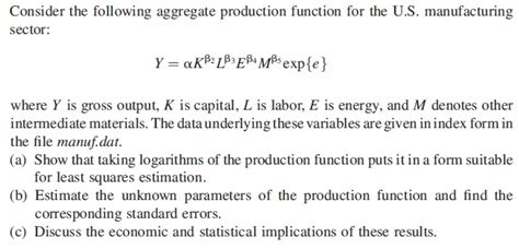 solved consider the following aggregate production function