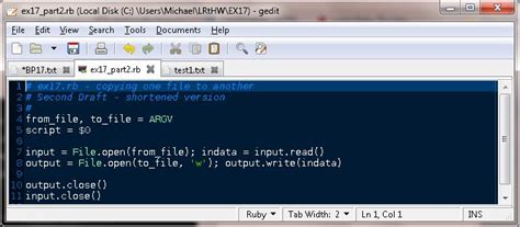 testhead exercise 17 more files learn ruby the hard way practicum