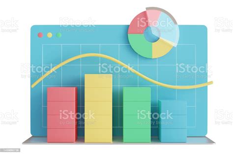 온라인 마케팅 재무 보고서 차트 비즈니스 동향의 개념입니다 트렌드 분석 및 프로젝트 홍보 기술 개발 프로세스 흰색으로 격리 3차원 형태에 대한 스톡 사진 및 기타 이미지