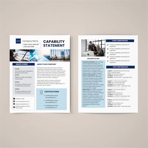 Capability Statement Canva Template Editable Capability Statement