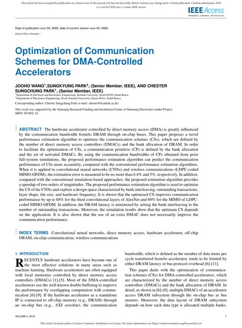 Pdf Optimization Of Communication Schemes For Dma Controlled Accelerators