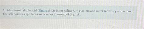Solved An Ideal Toroidal Solenoid Figure Has Inner Radius