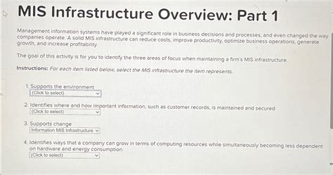 Solved Mis Infrastructure Overview Part 1management