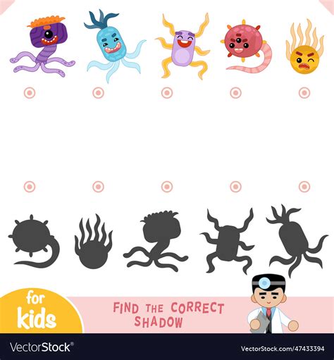 Find The Correct Shadow Education Game Set Vector Image