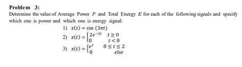Solved Problem Determine The Value Of Average Power P And Chegg Com