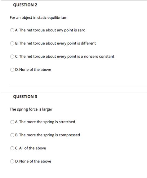 solved question 2 for an object in static equilibrium a the