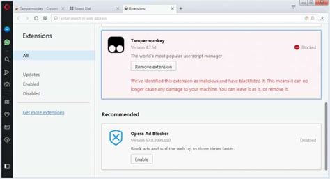 Tampermonkey Extension Blacklisted By Opera Due To Malicious Activity
