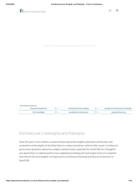 Architectural Line Weights And Plotstyles First In Architecture Pdf Auto Cad Drawing