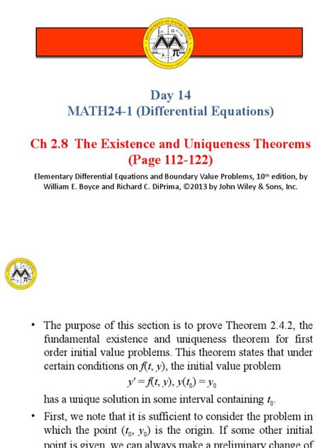 1528 The Existence And Uniqueness Theorems Pdf Calculus