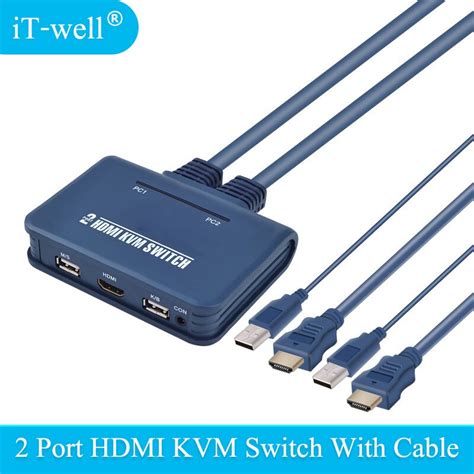 It Well Hdmi Kvm Switch 2 Port With Cable For Dual Grandado