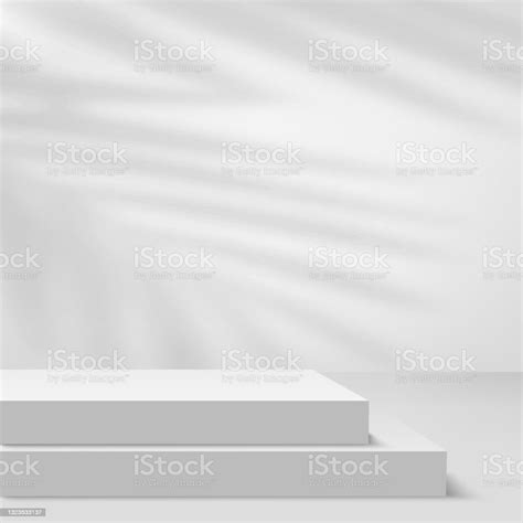 흰색 기하학적 3d 연단과 추상적 인 배경 벡터 일러스트레이션 1위에 대한 스톡 벡터 아트 및 기타 이미지 1위 3차원 형태 건설 플랫폼 Istock