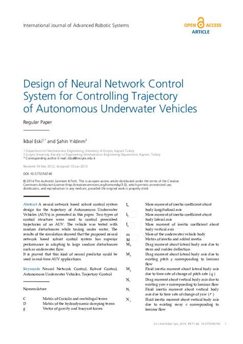 Pdf Design Of Neural Network Control System For Controlling Trajectory Of Autonomous