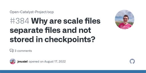 Why Are Scale Files Separate Files And Not Stored In Checkpoints