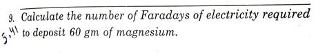 Calculate The Number Of Faradays Of Electricity Chegg Com