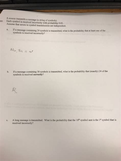 Solved A Source Transmits A Message A String Of Symbols