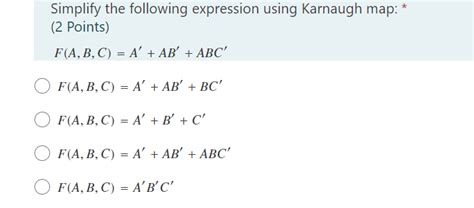 solved simplify the following expression using karnaugh