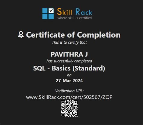 pavithra j on linkedin 🚀successfully completed the sql basics in skillrack platform