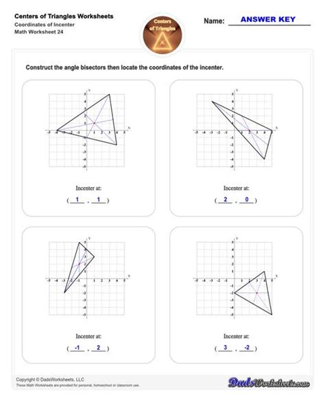 Circumcenter And Incenter Worksheet Some Points To Note Cat Holics