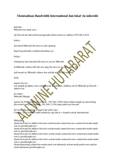 Pdf Memisahkan Bandwidth International Dan Lokal Via Mikrotik